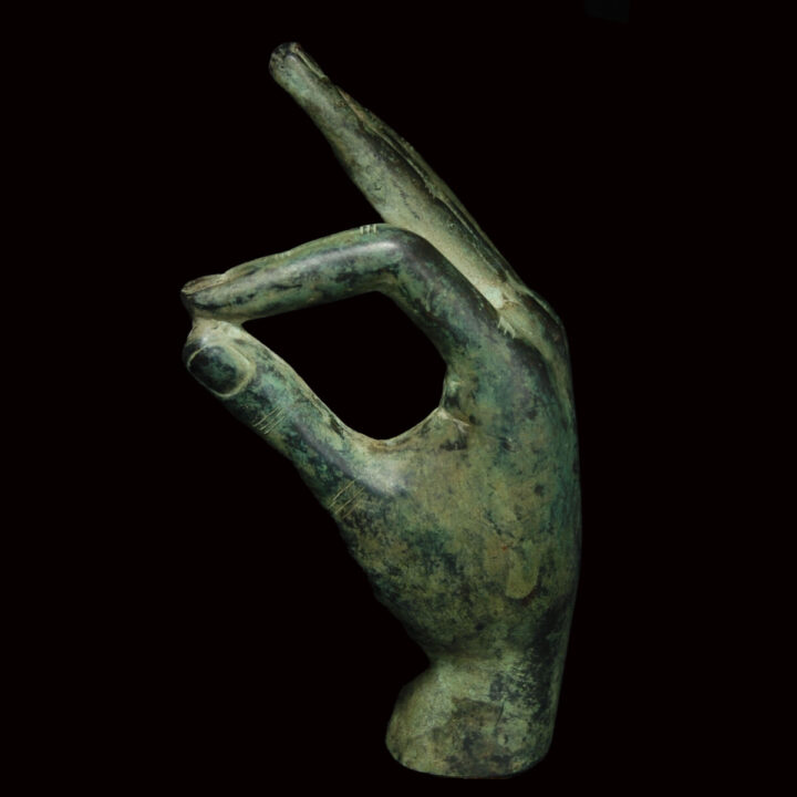 Extremely fine and realistically worked out right bronze hand of a ...